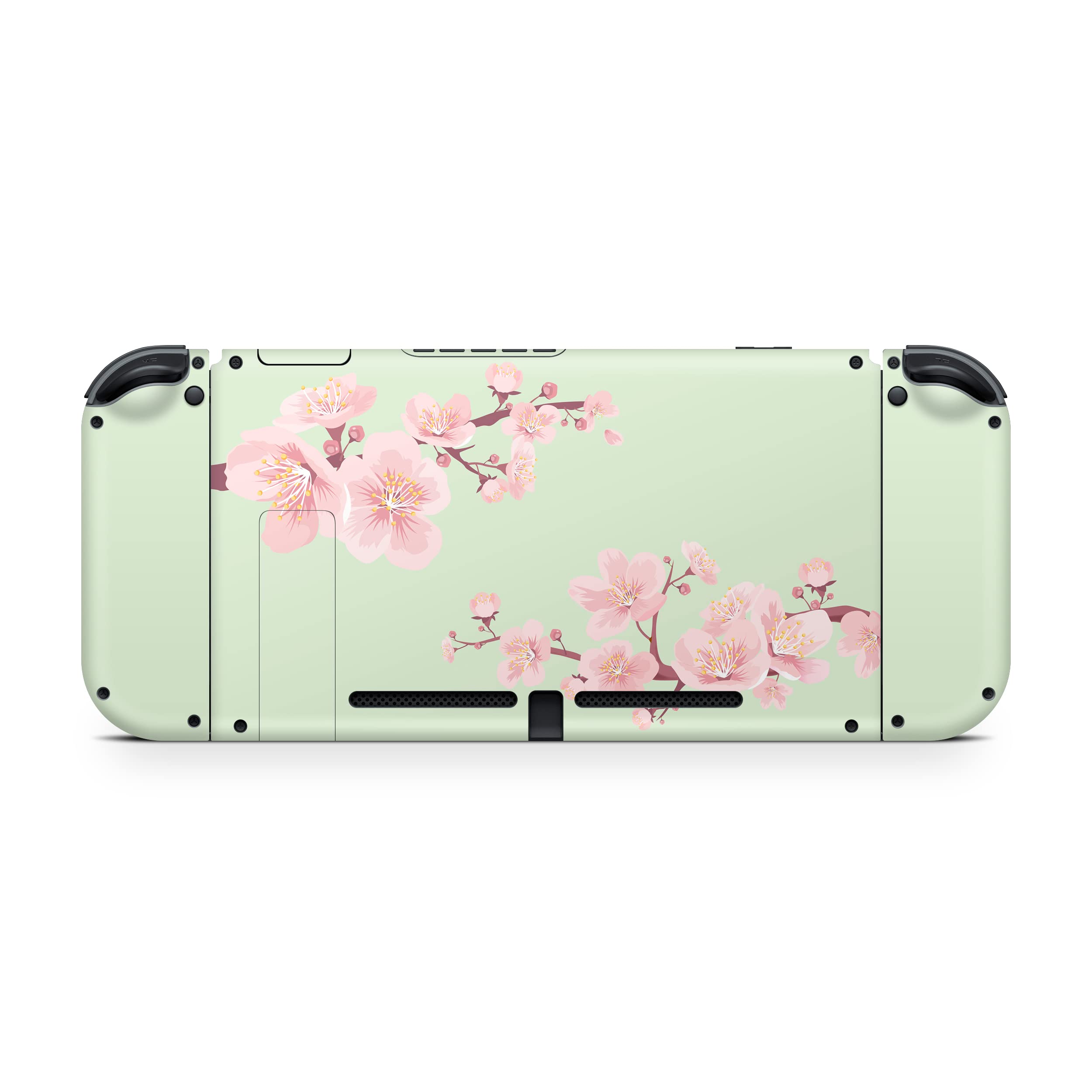 TACKY DESIGN Japanese Cherry Blossom Skin Compatible with Nintendo Switch Skin, Beige Color Skin Compatible with Nintendo Switch Skin, Vinyl 3m Sticker, Full wrap Cover (Mint Green)