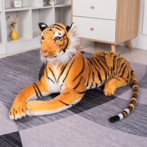 HCSXMY Realistic Soft Stuffed Animals Plush Toy Tiger for Kids Gifts (Tail Measurement Not Included) (17.5inch/45cm)