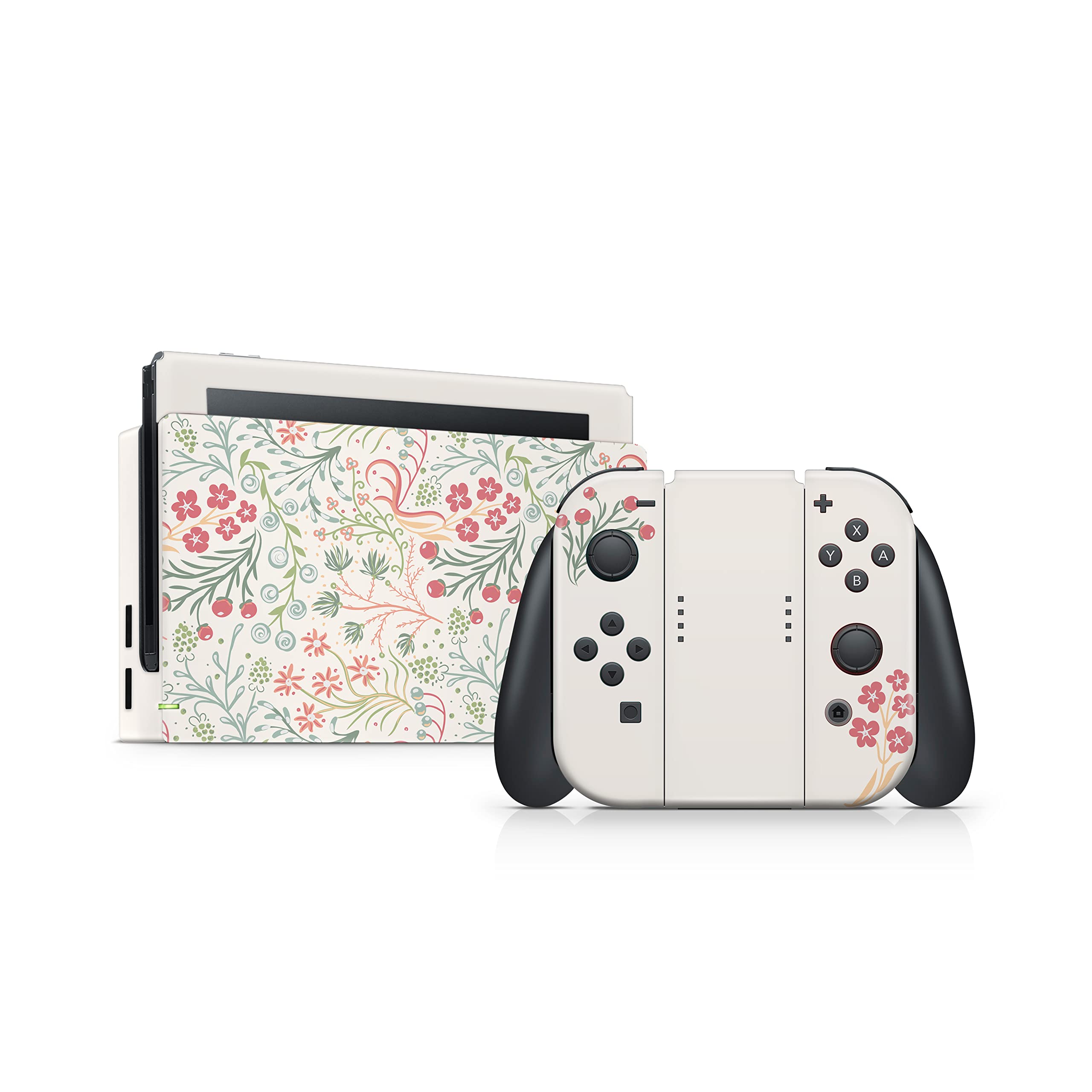 TACKY DESIGN Japanese Cherry Blossom Skin Compatible with Nintendo Switch Skin, Beige Color Skin Compatible with Nintendo Switch Skin, Vinyl 3m Sticker, Full wrap Cover (Garden Beige)