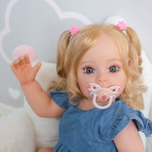 iCradle Real Life Reborn Baby Dolls Girl 22 inch 55 cm Full Body Silicone Realistic Lifelike Newborn Dolls Toddler Doll Toy for Ages 3+