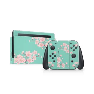 Tacky Design Flowers Skin Compatible with Nintendo Switch Skin Wrap Cover, Cherries Stickers for Nintendo Switch Stickers, Premium Vinyl 3M Full Wrap Decal, Compatible with Joy-Con, Console, Dock.