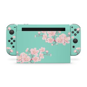 Tacky Design Flowers Skin Compatible with Nintendo Switch Skin Wrap Cover, Cherries Stickers for Nintendo Switch Stickers, Premium Vinyl 3M Full Wrap Decal, Compatible with Joy-Con, Console, Dock.