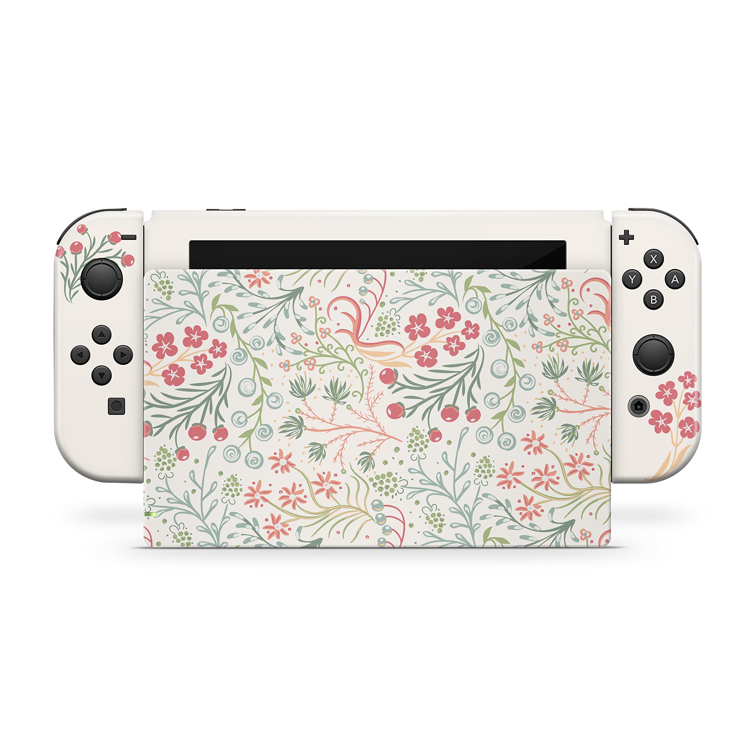 TACKY DESIGN Japanese Cherry Blossom Skin Compatible with Nintendo Switch Skin, Beige Color Skin Compatible with Nintendo Switch Skin, Vinyl 3m Sticker, Full wrap Cover (Garden Beige)