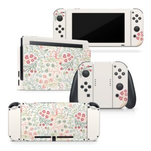 tacky design japanese cherry blossom skin compatible with nintendo switch skin, beige color skin compatible with nintendo switch skin, vinyl 3m sticker, full wrap cover (garden beige)