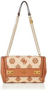 guess katey flap shoulder bag natural/cognac one size