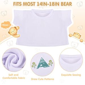 Skylety 6 Pcs Bear Clothes Basic Bear Tee Shirt Classic Stuffed Animal T Shirt Plush Bear T Shirt Crew Neck Bear Clothes for Stuffed Bears Doll with 14 - 18 Inch(White)