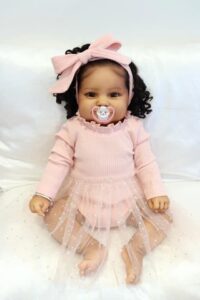 angelbaby reborn real life baby dolls 24inch soft silicone realistic weighted dark brown skin newborn reborn toddler girl doll detailed toys for children gifts