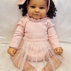 Angelbaby Reborn Real Life Baby Dolls 24inch Soft Silicone Realistic Weighted Dark Brown Skin Newborn Reborn Toddler Girl Doll Detailed Toys for Children Gifts