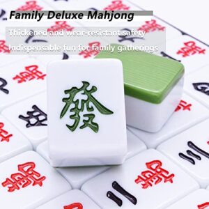 drizzle 34mm Mahjong Set - 146 Medium Size Tiles with Instructions - Traditional Chinese Table Game - Home Family Dorm Party for Leisure Time - Mah Jong 麻将 Green