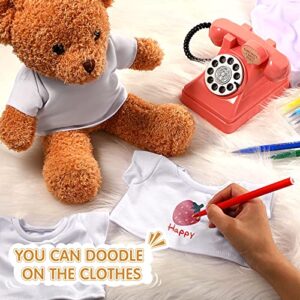 Skylety 6 Pcs Bear Clothes Basic Bear Tee Shirt Classic Stuffed Animal T Shirt Plush Bear T Shirt Crew Neck Bear Clothes for Stuffed Bears Doll with 14 - 18 Inch(White)