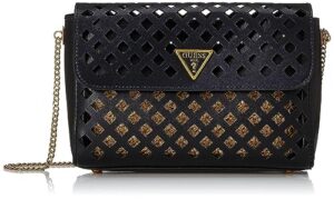 guess aqua crossbody flap women's bag, black