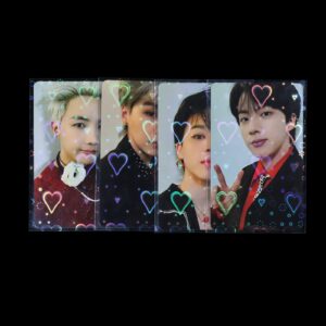 100PCS Laser Flashing Card Sleeves Cover Shinny Hearts Kpop Photocard Sleeves (58x89mm, Hearts)