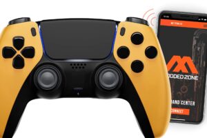 moddedzone caution yellow smart rapid fire custom pro modded controller compatible with ps5