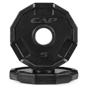 caphaus 2-inch rubber coated grip disc, 12-sided olympic weight plates for strength training; precision casting, stainless steel insert, rubber coated & ergonomic grip