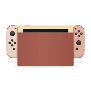 Tacky Design Solid Color Skin Compatible with Nintendo Switch Skin Wrap Cover, Brown Colorwave Blocking for Nintendo Switch Stickers, Premium Vinyl 3M Full Wrap Decal.