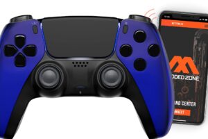 moddedzone chrome blue smart rapid fire custom pro modded controller compatible with ps5