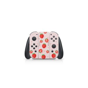 Tacky Design Strawberry Skin Compatible with Nintendo Switch Skin Wrap Cover, Kawaii Skin for Nintendo Switch Stickers, Premium Vinyl 3M Full Wrap Decal, Compatible with Joy-Con, Console, Dock.