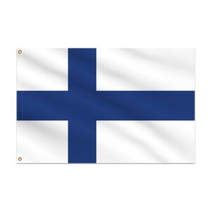 bannerbuzz finland flag knitted fabric 90 gsm - lightweight, bright & vivid colors, brass grommets use for indoor-outdoor purpose (9' w x 6' h)