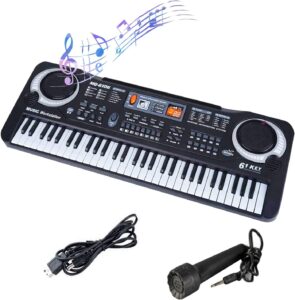 61 key digital music piano keyboard for kids,portable electronic musical instrument,multi-function keyboard with microphone gifts for boys and girls