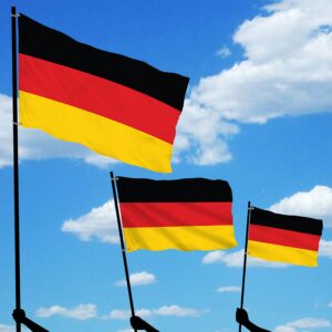 BannerBuzz Germany Flag Knitted Fabric 90 GSM - Lightweight, Bright & Vivid Colors, Brass Grommets Use for Indoor-Outdoor Purpose (9' W X 6' H)