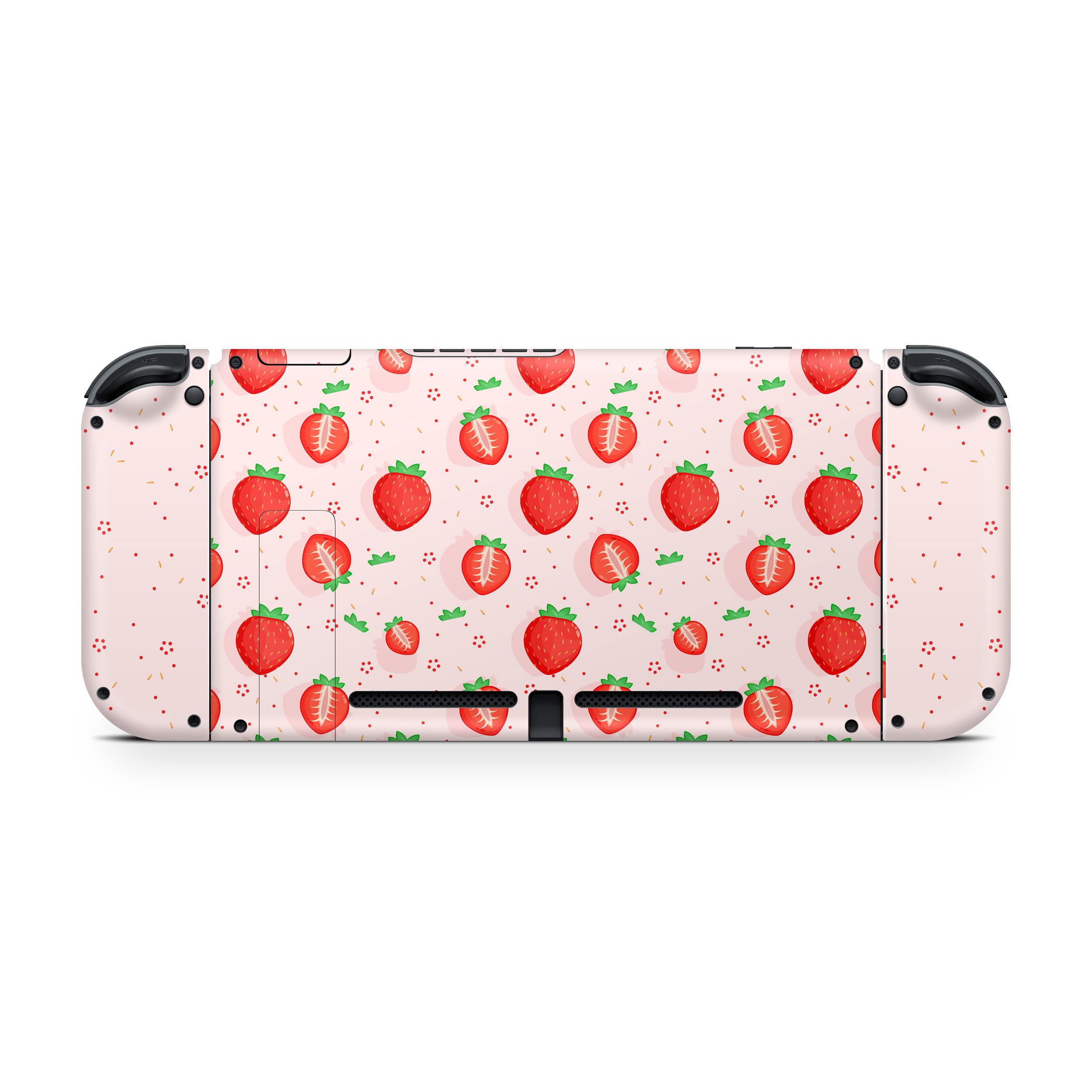 Tacky Design Strawberry Skin Compatible with Nintendo Switch Skin Wrap Cover, Kawaii Skin for Nintendo Switch Stickers, Premium Vinyl 3M Full Wrap Decal, Compatible with Joy-Con, Console, Dock.