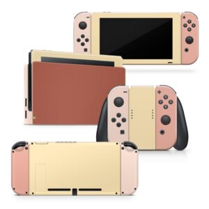 tacky design solid color skin compatible with nintendo switch skin wrap cover, brown colorwave blocking for nintendo switch stickers, premium vinyl 3m full wrap decal.