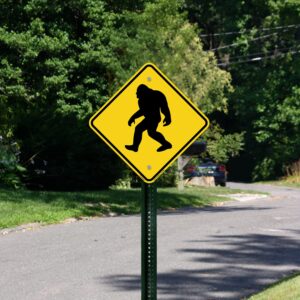 SmartSign 18 x 18 inch Sasquatch Bigfoot Crossing Metal Sign, 80 mil Aluminum, 3M Laminated Engineer Grade Reflective Material, Black and Yellow, Made in USA