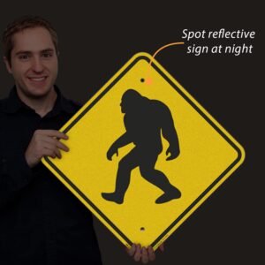 SmartSign 18 x 18 inch Sasquatch Bigfoot Crossing Metal Sign, 80 mil Aluminum, 3M Laminated Engineer Grade Reflective Material, Black and Yellow, Made in USA