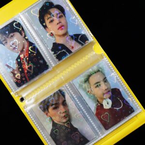 100PCS Laser Flashing Card Sleeves Cover Shinny Hearts Kpop Photocard Sleeves (58x89mm, Hearts)