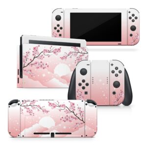 tacky design japanese cherry blossom skin compatible with nintendo switch skin wrap cover, flower skin for nintendo switch stickers, premium vinyl 3m full wrap decal.