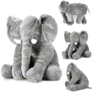 yulejo giant stuffed elephant plush animal toy back to school party favor huge stuffed elephant soft elephant large stuffed animal doll gray elephant plush for kids girlfriend home decor(23.6 inch)