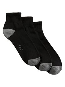 gap mens 3-pack quarter crew socks, true black