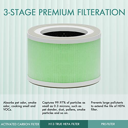 Keedal [Upgraded] Vista 200-RF Compatible with Air Purifier LEVOIT Vista 200, Replacement Filter w/ H13 True HEPA, Green 2-Pack