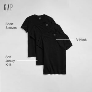 GAP Mens Vneck T-Shirt (3-Pack) T Shirt, True Black, Medium US