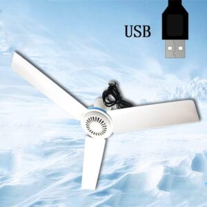 5V USB 19.7” Portable Ceiling Fan EXDOLL Mini USB Hanging Camping Tent Fans for Outdoor Gazebo Battery Powered Silent Design