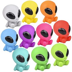 artcreativity rubber galactic aliens, set of 10, alien toys for kids in assorted colors, great as outer space party favors, bath toys for kids, swimming pool toys, and office desk decorations