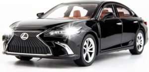 wakakac 1/24 lexus es300 diecast car model alloy collectible pull back toy car with light and sound toy vehicle for boys children gift(black)