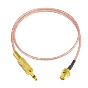 eightwood sma female bulkhead to 3.5mm 1/8” mono ts male plug stereo adapter shortwave radio antenna cable 1.6 feet