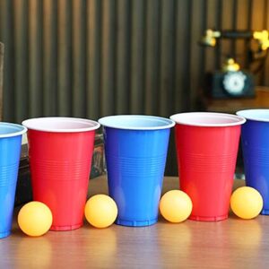 CUTULAMO Beer Pong Game Set, Smoothing Edges Cup Pong Game Set for Holiday Parties