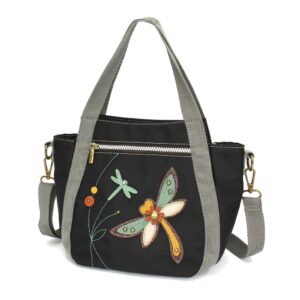 chala venture mini carryall - rfid protected nylon bag with adjustable crossbody strap - dragonfly - black