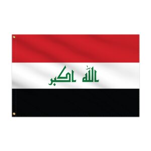 bannerbuzz iraq flag knitted fabric 90 gsm - lightweight, bright & vivid colors, brass grommets use for indoor-outdoor purpose (9' w x 6' h)