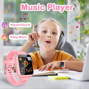 Cosjoype Kids Game Smart Watch Gift for Girls Age 6-12, 24 Puzzle Games HD Touch Screen Kids Watches with Video Camera Music Player Pedometer Flashlight 12/24hr Toys for 7 8 9 10 11 12 Year Old Girls