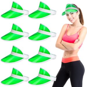 tarpop 8 pack casino visor bingo visors poker hat accessories dealer visor bulk clear sun visors for women(green)