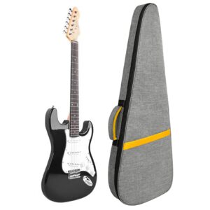 letsrock electric guitar gig bag, 39 inch electric guitar case with 0.5 inch thick padding with carry handle, pocket & neck strap electric guitar bag gray