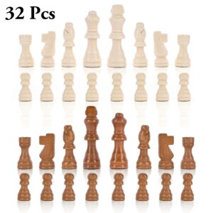 Wooden Chess Pieces Only – 32 Pieces Staunton Style Handcrafted Wood Chessmen with 2 Pouch Bags for Ease of Storage – 3” King – Gift Packaging – Luxurious Felt Bottom – Replacing Missing Chess Pieces!