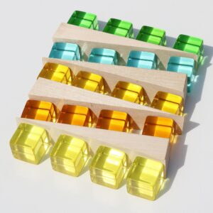 Candywood Rainbow Acrylic Gem Cubes Blocks Children Educational Sensory Training Crystal Toys Baby Learn Color Light Shadow Stacking Toys (20-Pcs)