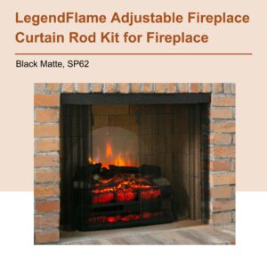 LegendFlame Adjustable Fireplace Curtain Rod Kit for Fireplace Mesh Screen Curtain, Black Matte, SP62