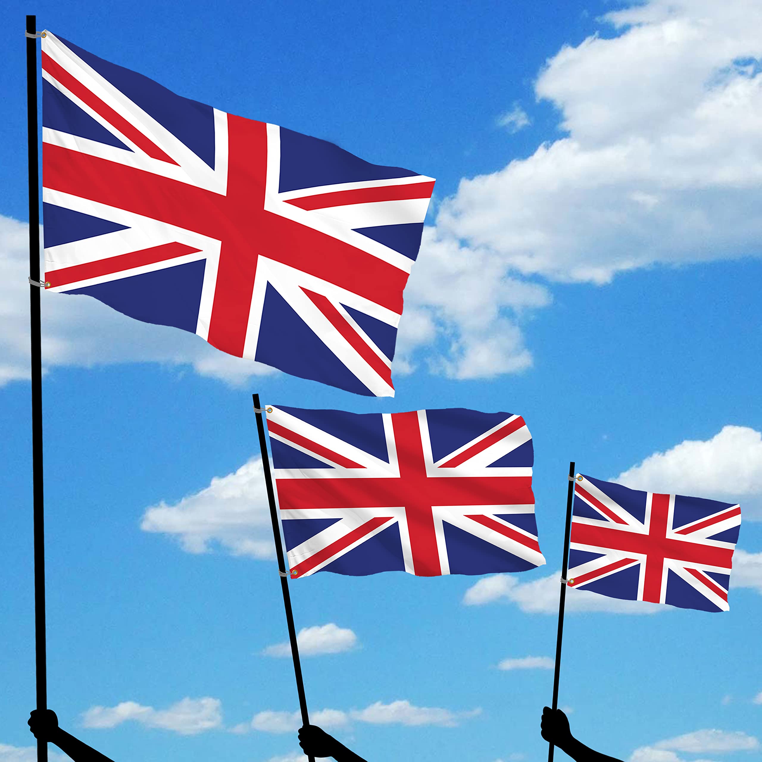 BannerBuzz Knitted Fabric UK FLAG with Grommets International Flags of the World with Multiple Sizes (9' W X 6' H)