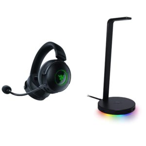 razer kraken v3 pro over ear wireless gaming headset, black & razer base station v2 chroma rgb lighting, classic black