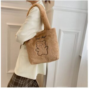 Women Cute Bear Tote Bag Kawaii Shoulder Bag Large Tote Handbag Purse Casual Work Bag Crossbody (A11)